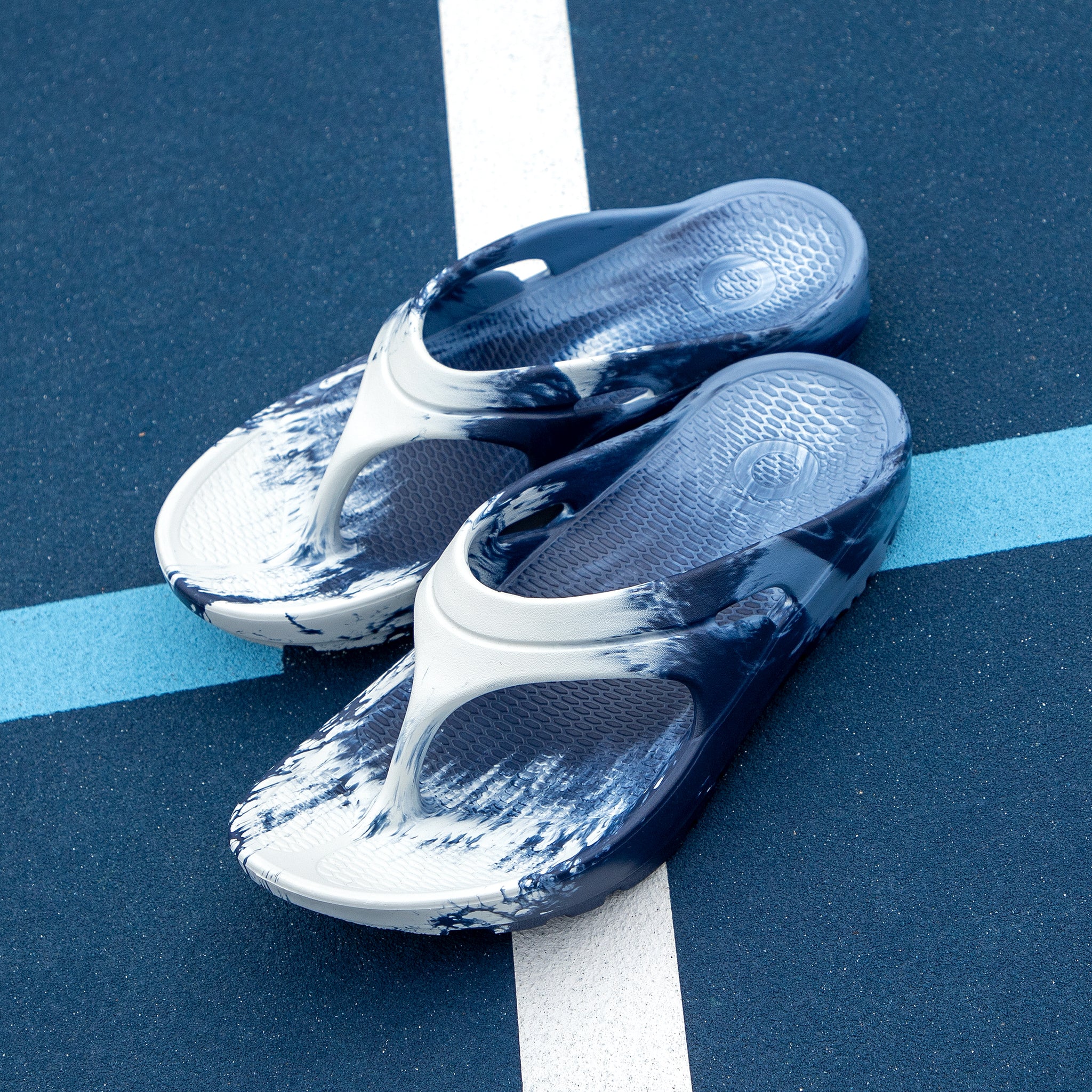 Sustainable Recovery Flip Flop, Kona Blue Marble | OKA Sandals – Oka ...